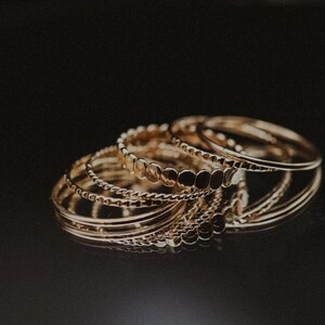 Bead Textured Ring Set of 6, 14K Gold Fill, Medium Thick, Textures ...