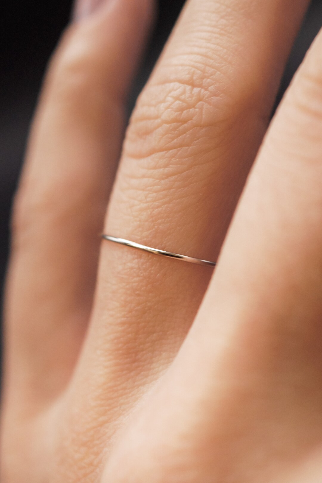 White Gold Ultra Thin Stacking Ring, SOLID 14k White Gold, Threadbare ...