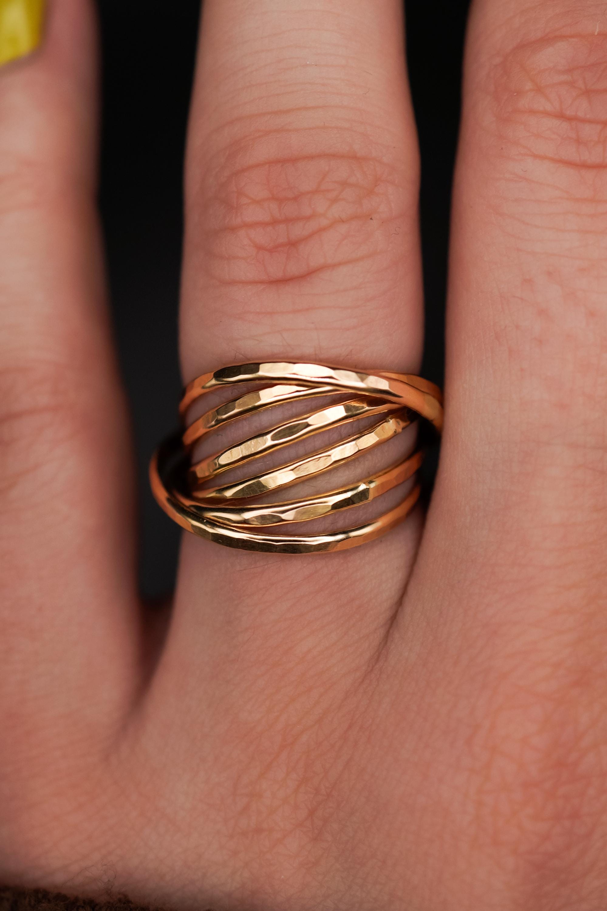 Thin Interlocking Set of 6 Rings | Rose Gold, Gold Fill, or Silver ...
