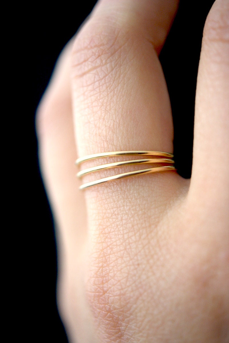 Connected Set of 3 Rings in Gold Fill 14k Gold Fill Ring Set - Etsy Denmark