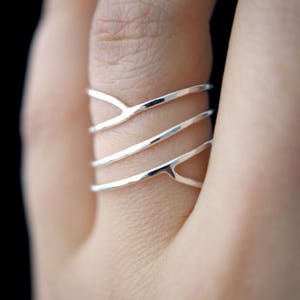Curved Wraparound Ring in Sterling Silver, Wrapped Modern Statement Ring, Delicate Ring ...
