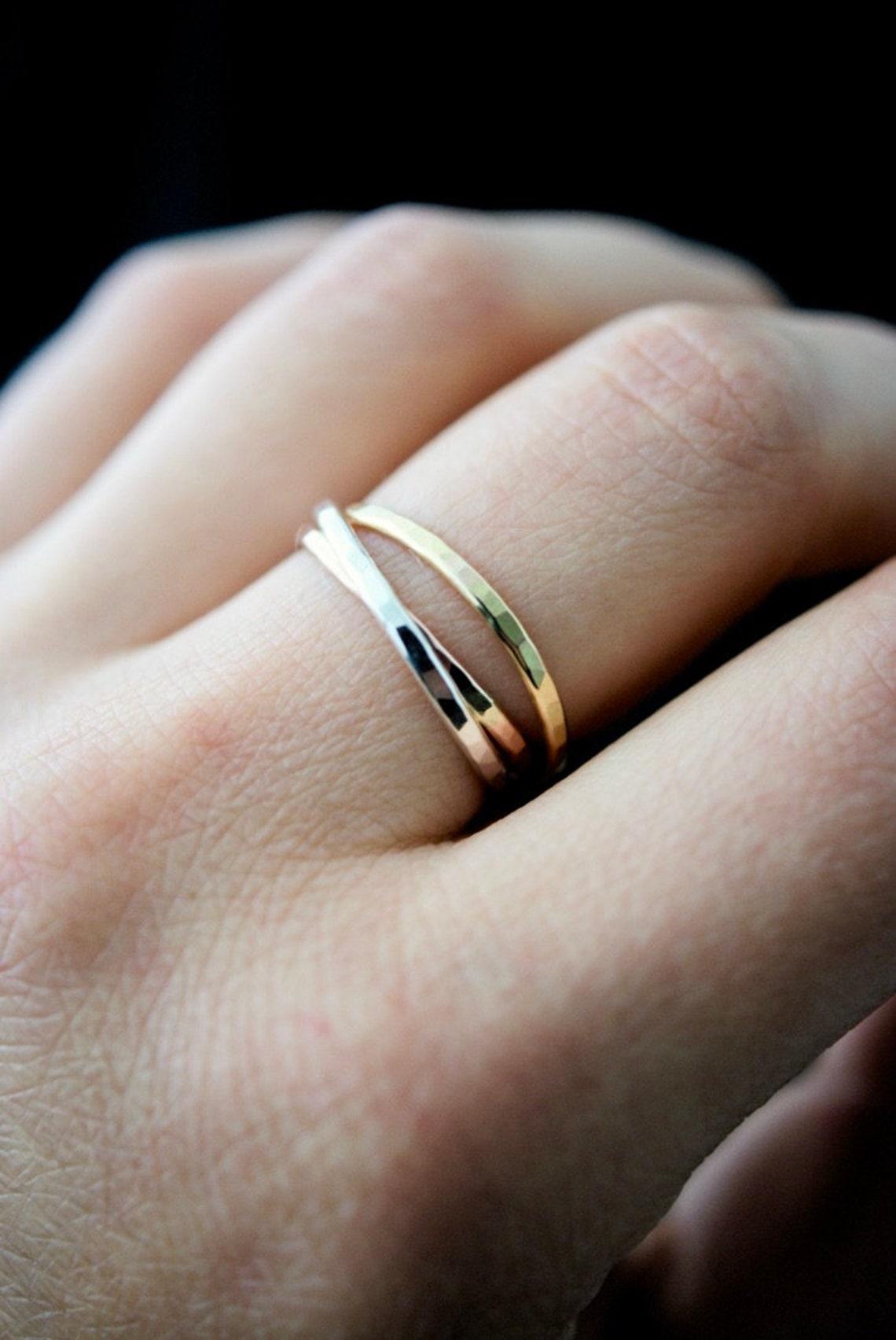 Thin Interlocking Set of 3 Rings Rose Gold Gold Fill Silver | Etsy