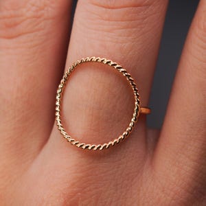 Twist Circle Ring, SOLID 14k Gold, Yellow Gold, Simple, Understated ...