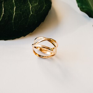Infinity Spiral Ring, 14K Gold Fill Stacking Ring, Wrapped Criss Cross ...