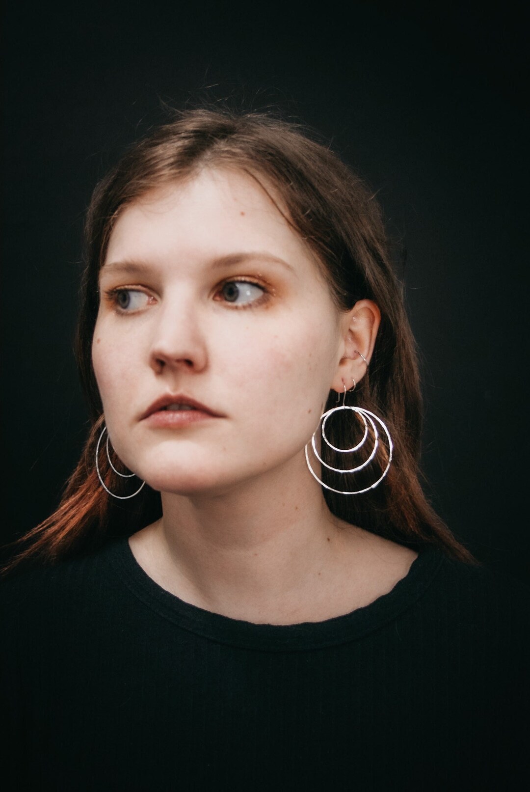 Triple Hoop Earrings in Sterling Silver, Large Silver Hoop Earrings ...