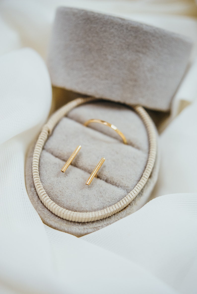 SOLID 14K Gold Mini Bar Stud Earrings Short Gold Bar Stud - Etsy