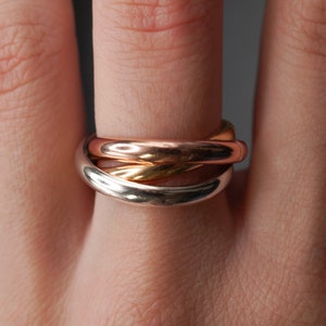 Chunky Interlocking Ring | Gold, Rose, Silver or Mixed | Set of 3 Bands ...