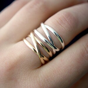 Infinity Spiral Ring, 14K Gold Fill Stacking Ring, Wrapped Criss Cross ...