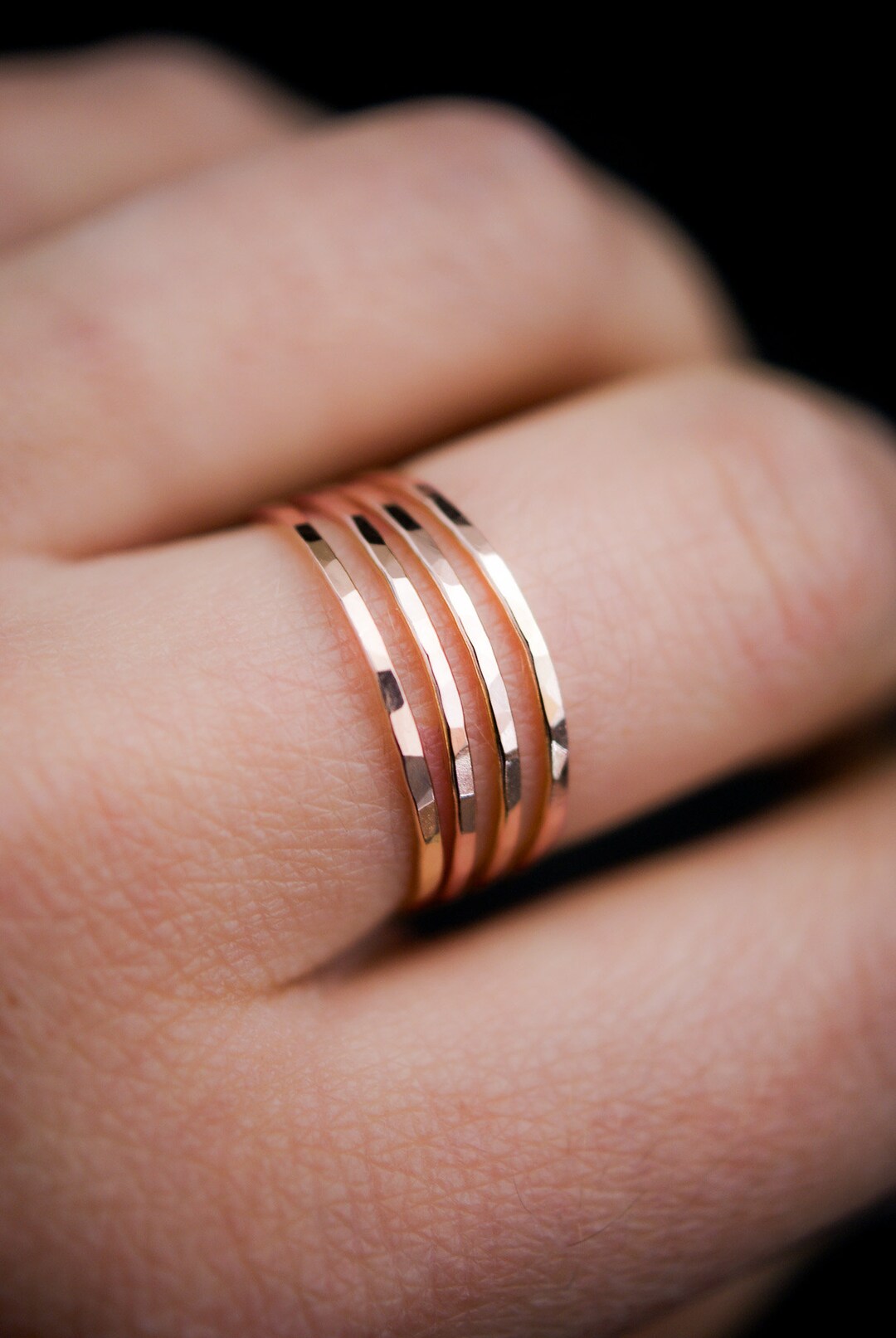 Rose Gold Stacking Rings, Set of 4, Rose Gold Fill Medium Thick Stack ...