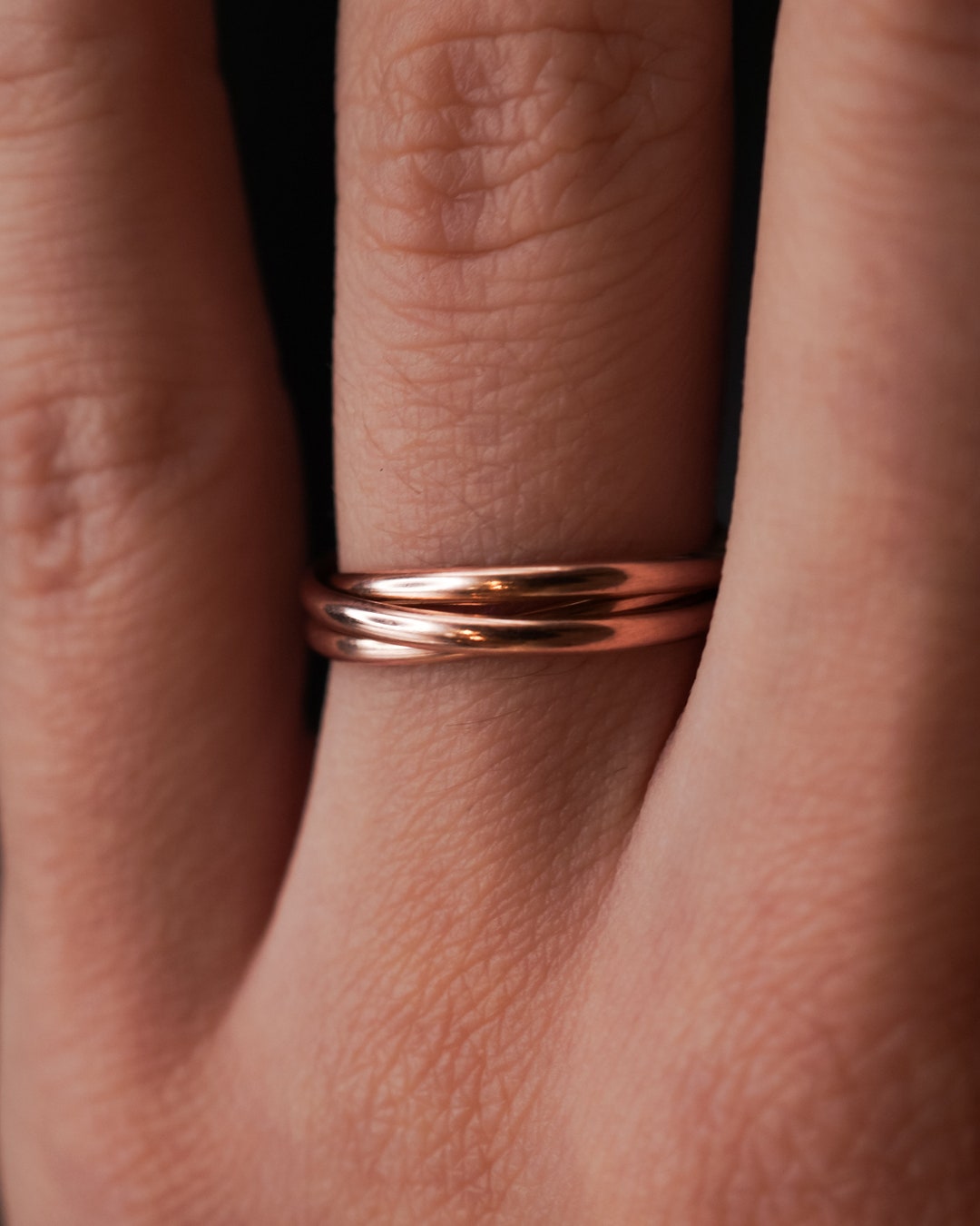 Thin Interlocking Set of 3 Rings in Gold, Rose Gold or Silver ...