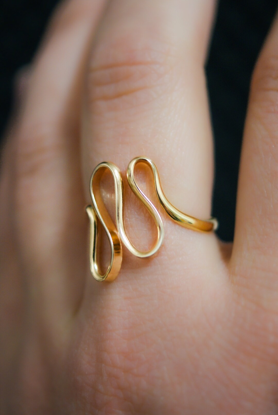 Form Ring, 14K Gold Fill, Rose Gold or Sterling Silver, Wiggle, Organic ...
