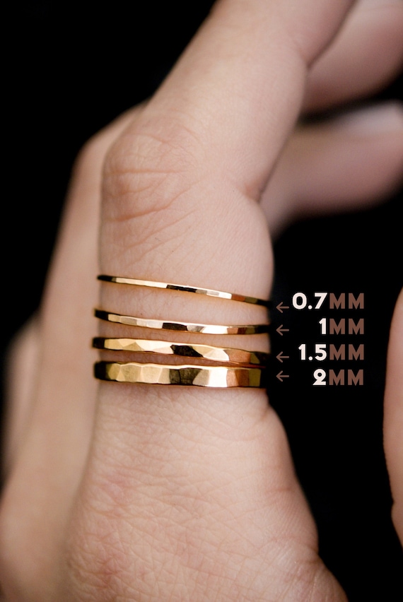 Basic Gold Hammered Stacking Rings Ultra Thin Medium Thick - Etsy