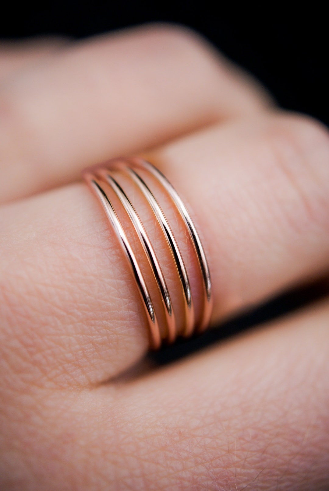 Smooth Rose Gold Stacking Rings, Set of 4, Rose Gold Stack Ring Set ...