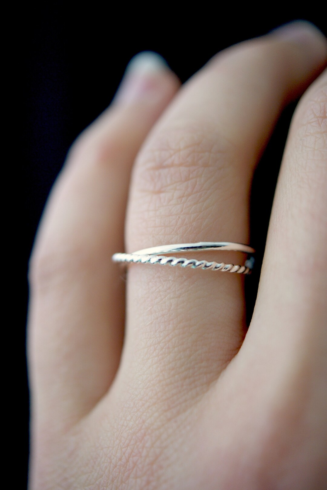 Twist Interlocking Rings in Sterling Silver Set of 2 Silver - Etsy