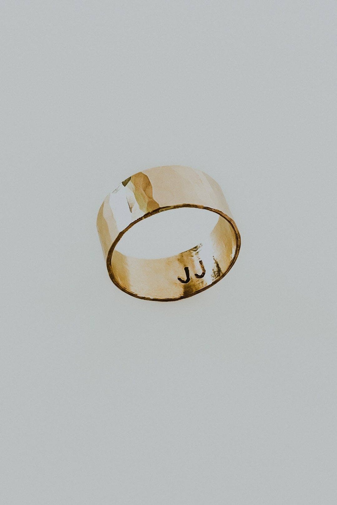 Stamped Wide Band Ring in 14K Gold Fill, Gift Idea, Unisex, Large Ring ...