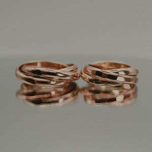 Chunky Interlocking Ring | Gold, Rose, Silver or Mixed | Set of 3 Bands ...