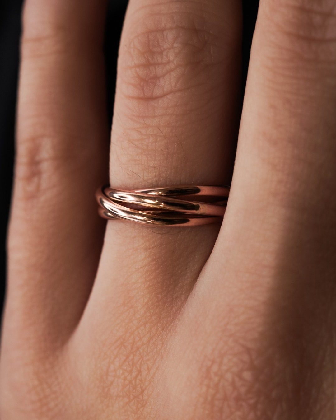 Thin Interlocking Set of 4 Rings Rose Gold, Gold Fill, or Silver ...