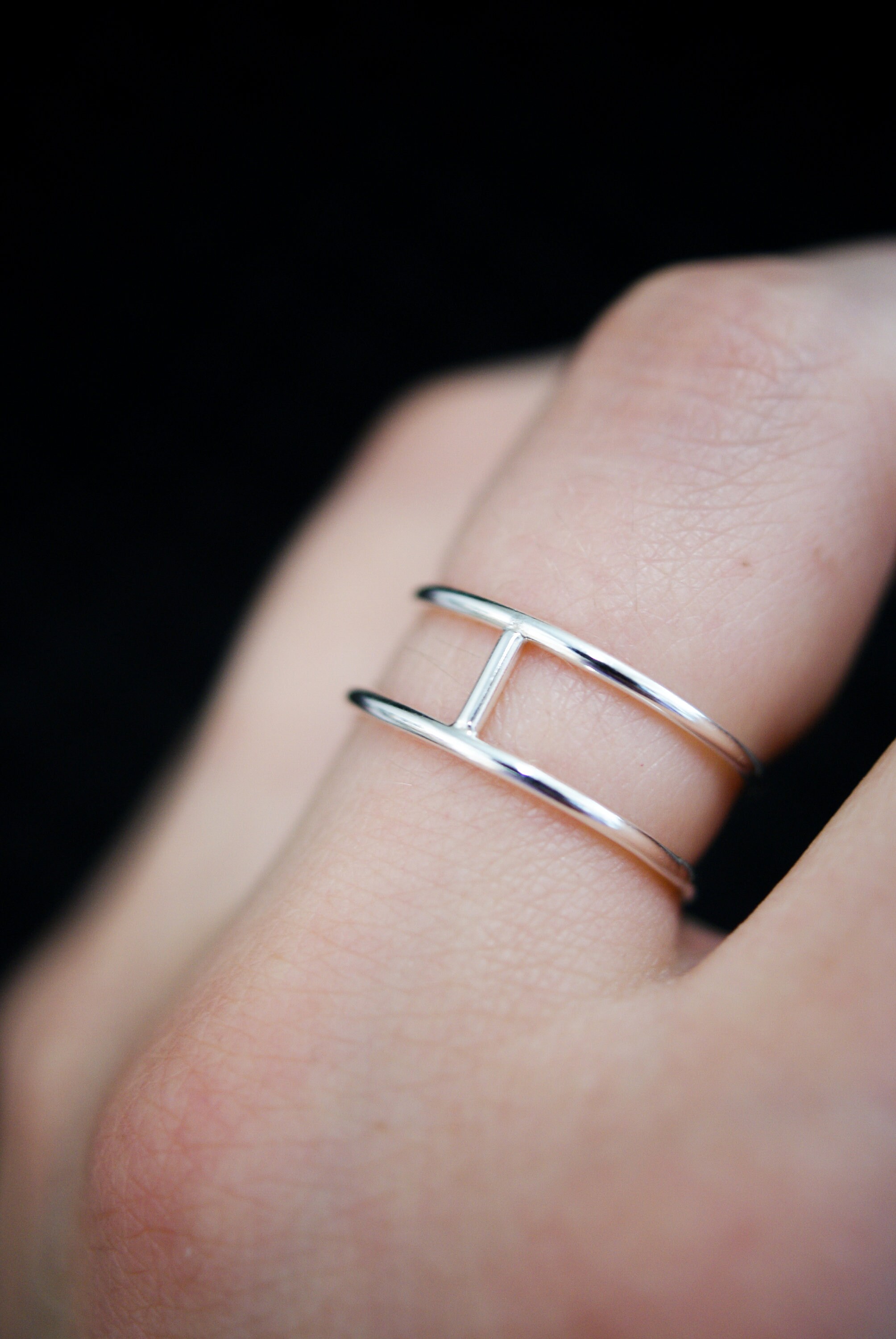 Small Cage Ring | Sterling Silver | Smooth or Hammered | Negative Space ...