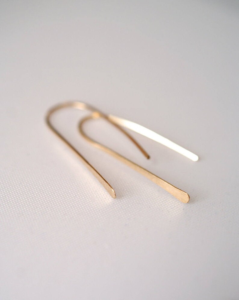 SOLID Gold Small Arch Earrings Hammered Gold Earrings Arch - Etsy