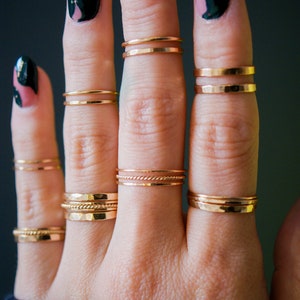 Basics Gold Stacking Ring Sets, Ultra Thin, Medium, Thick, Extra Thick ...