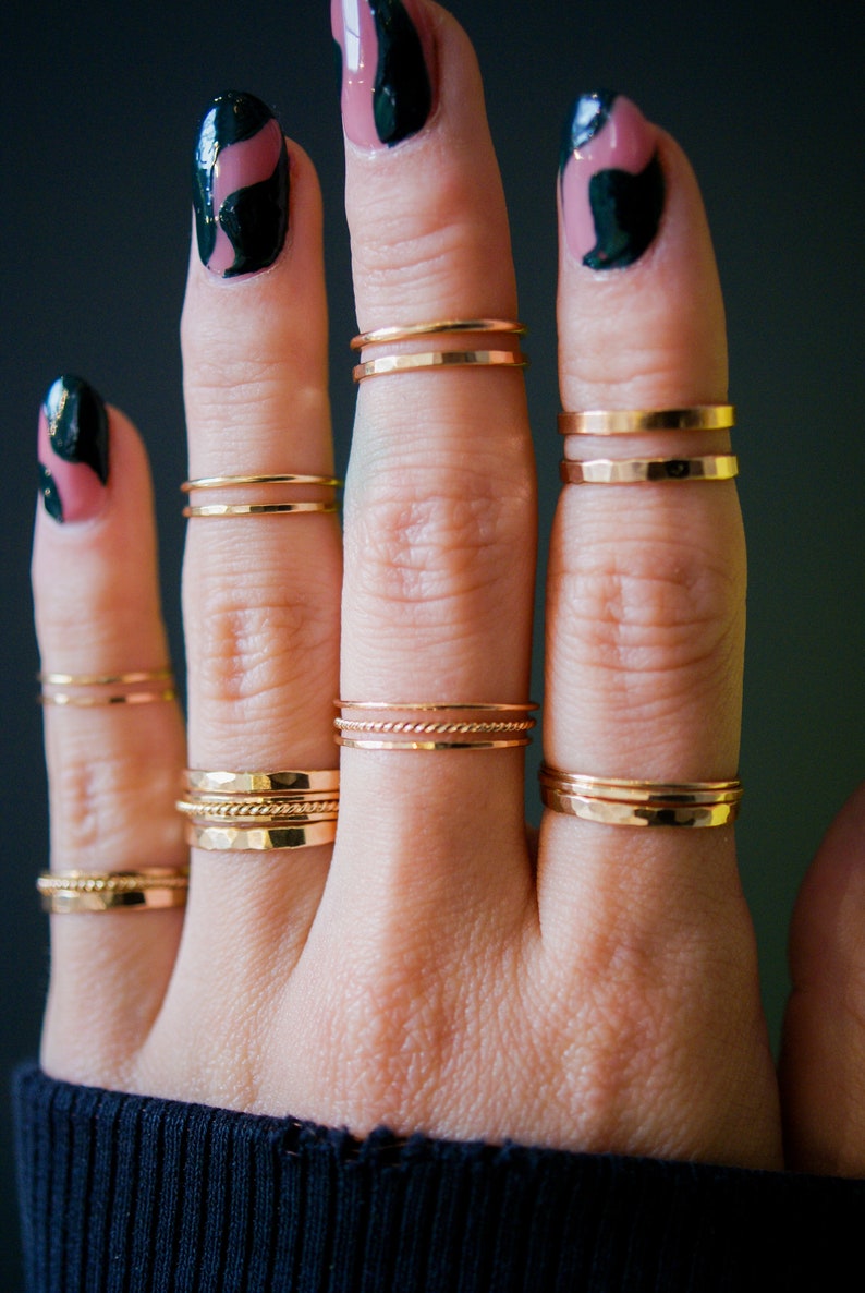 Basics Gold Stacking Ring Sets Ultra Thin Medium Thick - Etsy
