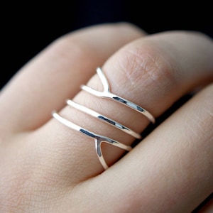 Curved Wraparound Ring in Sterling Silver, Wrapped Modern Statement Ring, Delicate Ring ...