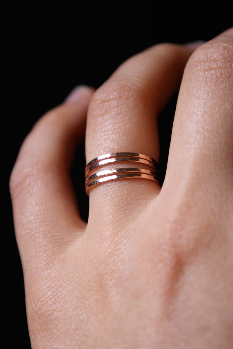Rose Gold Stacking Rings Set of 4 Rose Gold Fill Stack Ring - Etsy