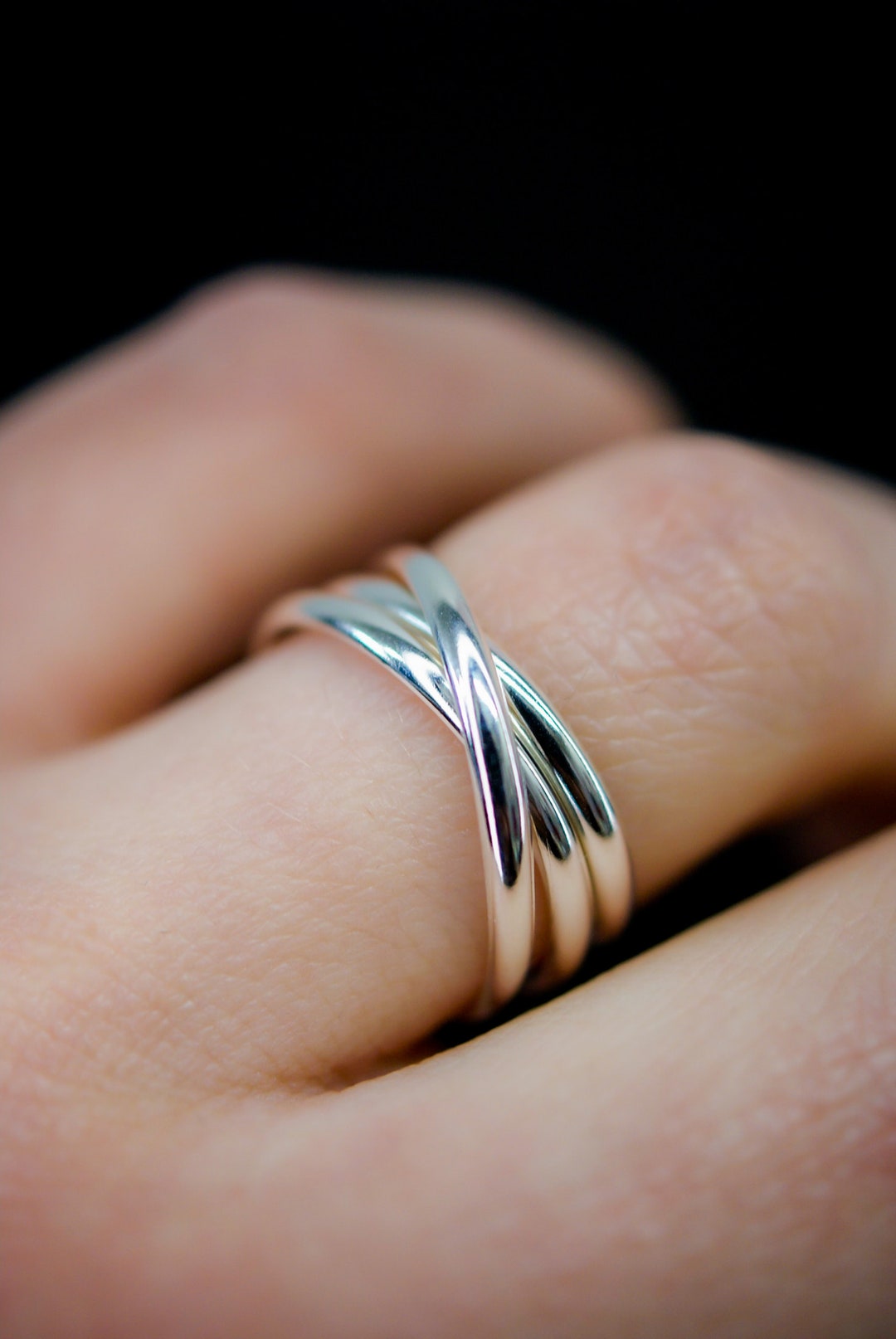 Overlap Ring in Sterling Silver, Smooth, Bold, Unisex, Wraparound, Thick Band, Infinity Ring ...