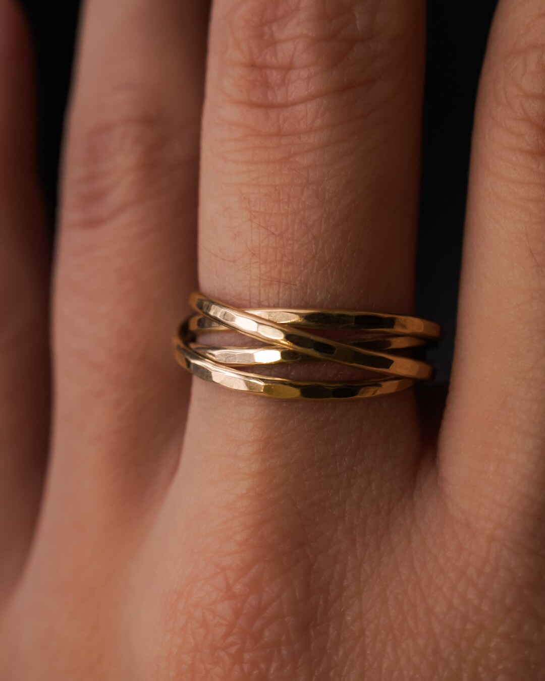 Thin Interlocking Set of 4 Rings Rose Gold, Gold Fill, or Silver ...