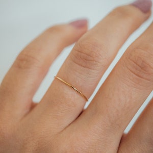 SHIPS FAST! Solid 14K Gold Ultra Thin Stacking Ring, Super Skinny, Smooth, Threadbare, Delicate ...