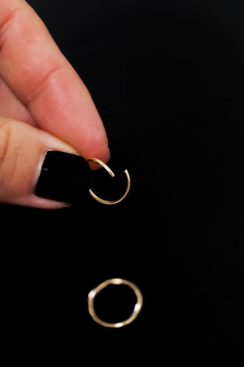 Single Huggie Hoop SOLID 14K Gold Rose Gold White Gold Tiny | Etsy