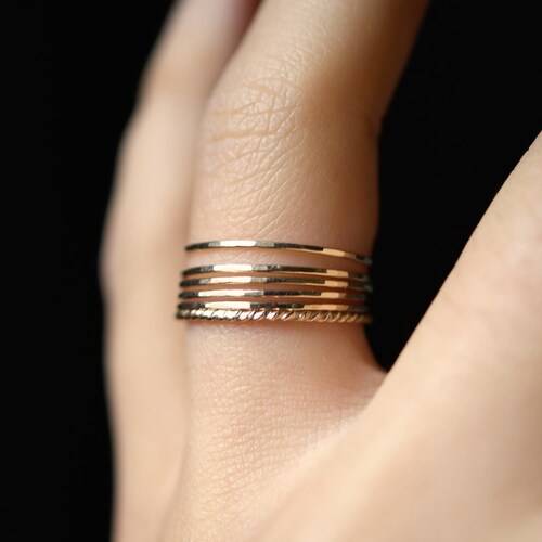 Basic Set of 3 Stacking Rings Gold Fill Ultra Thin Medium | Etsy