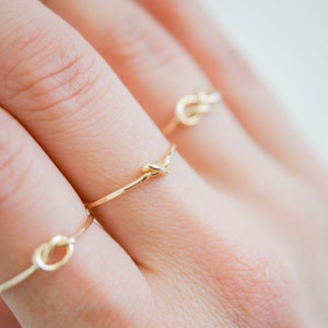 Gold Knot Stacking Rings, Ultra Thin, Medium, Styled, Minimalist Stacking Rings, Infinity ...