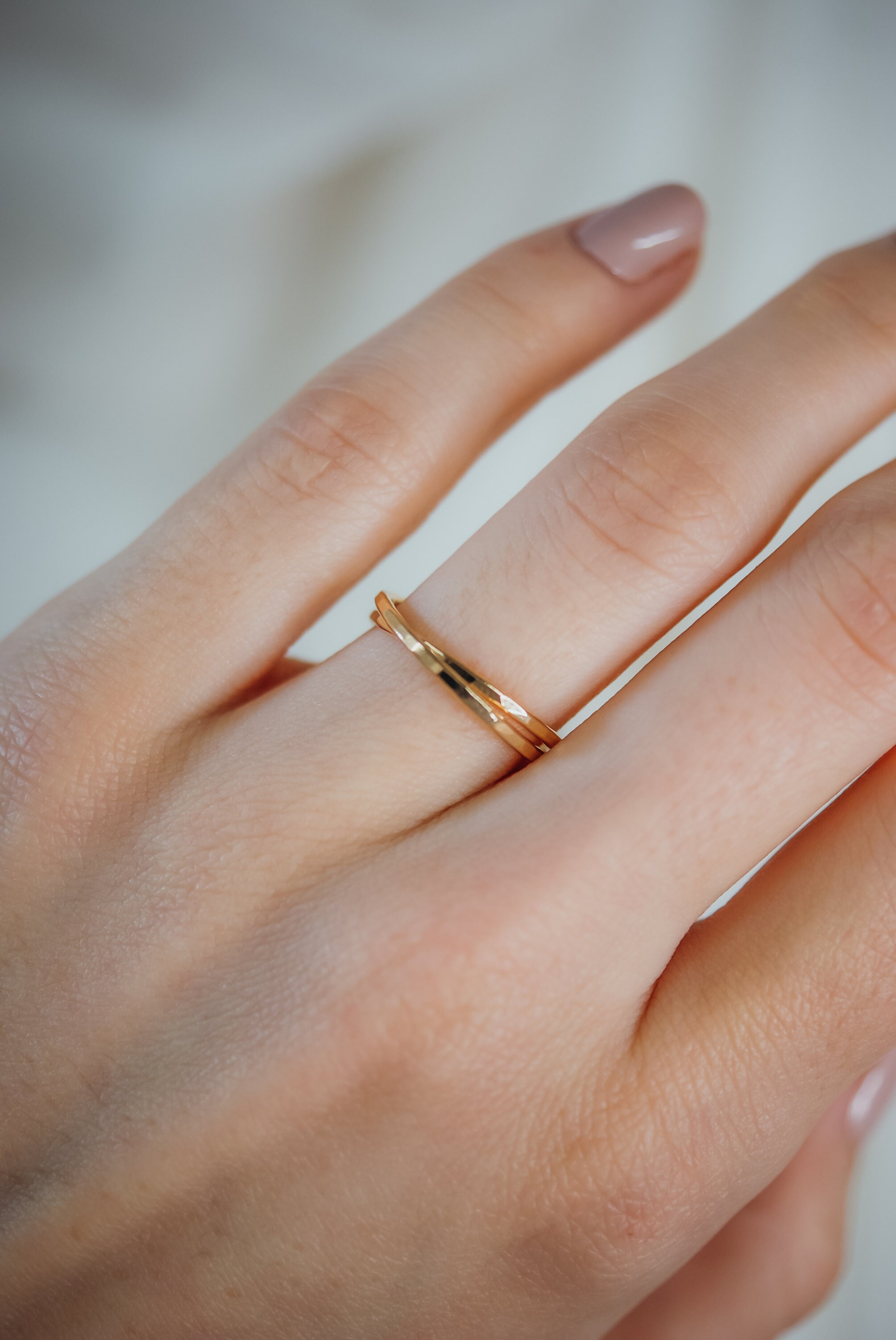 Interlocking Ring Set of 2 in SOLID 14K Gold or Rose Gold - Etsy