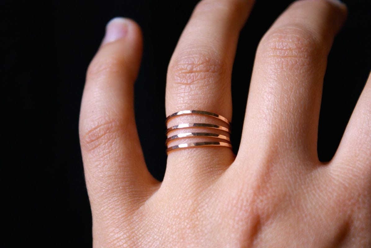 Rose Gold Stacking Rings Set of 4 Rose Gold Fill Stack Ring - Etsy