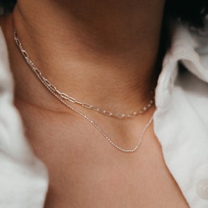 Disco Chain Necklace in Sterling Silver, Minimalist, Silver Diamond Cut ...