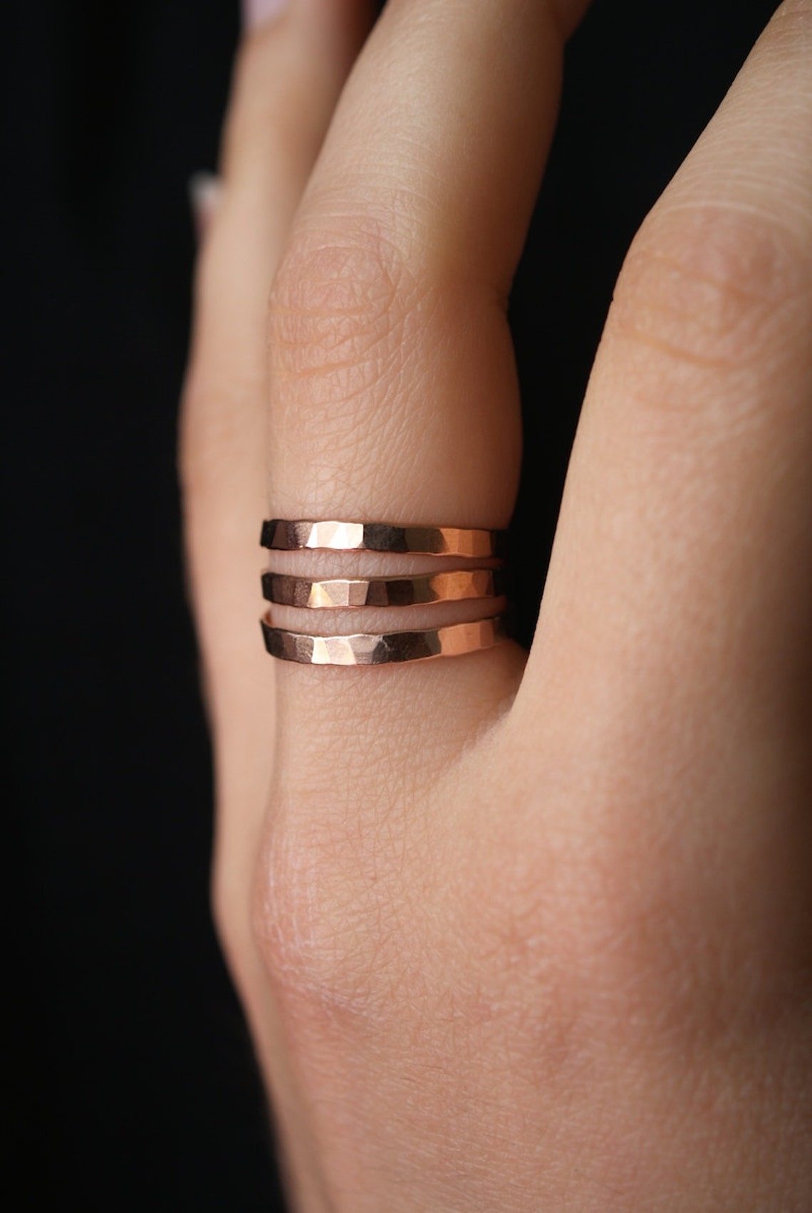Rose Gold Stack Rings Set of 3 Rose Gold Stack Rings - Etsy