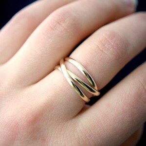 Infinity Spiral Ring, 14K Gold Fill Stacking Ring, Wrapped Criss Cross ...