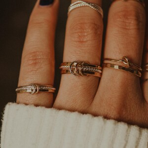Triple Link Ring, Set of 3 Rings, 3 Links, Mixed Metals 14K + Sterling ...
