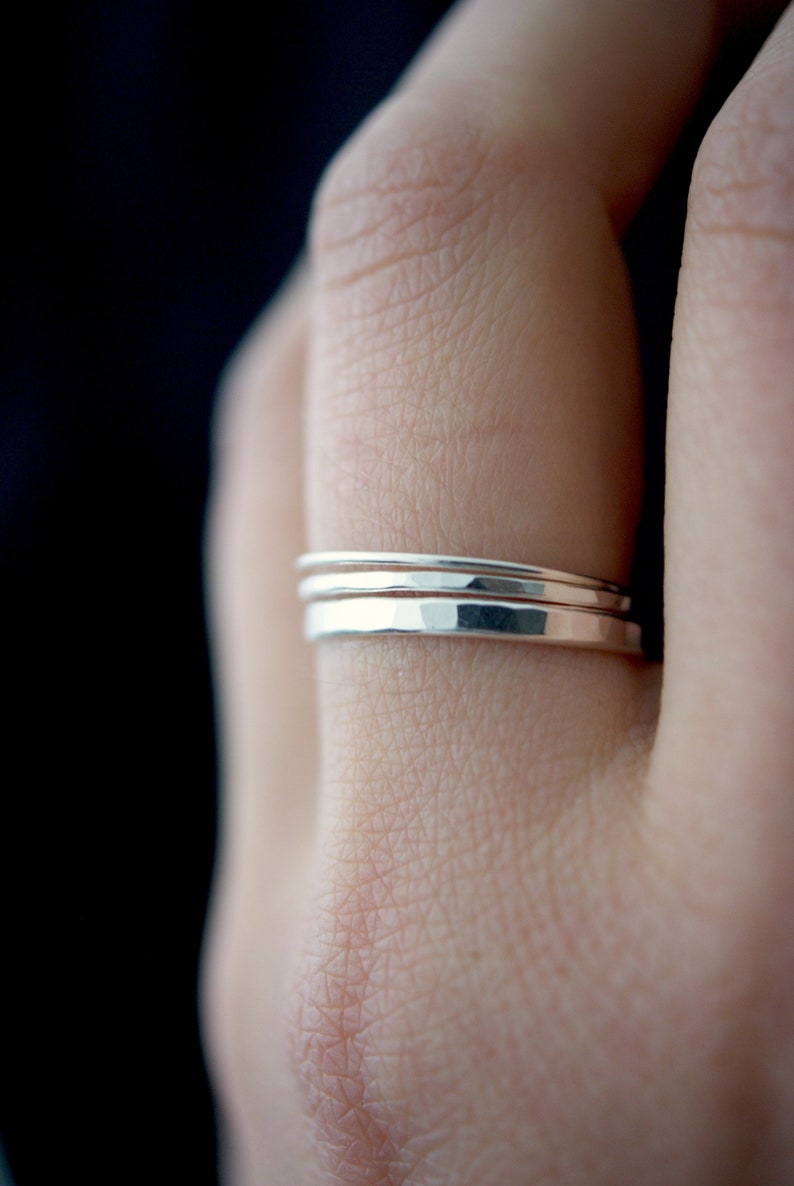 Basic Set of 3 Stacking Rings in Sterling Silver Stackable - Etsy