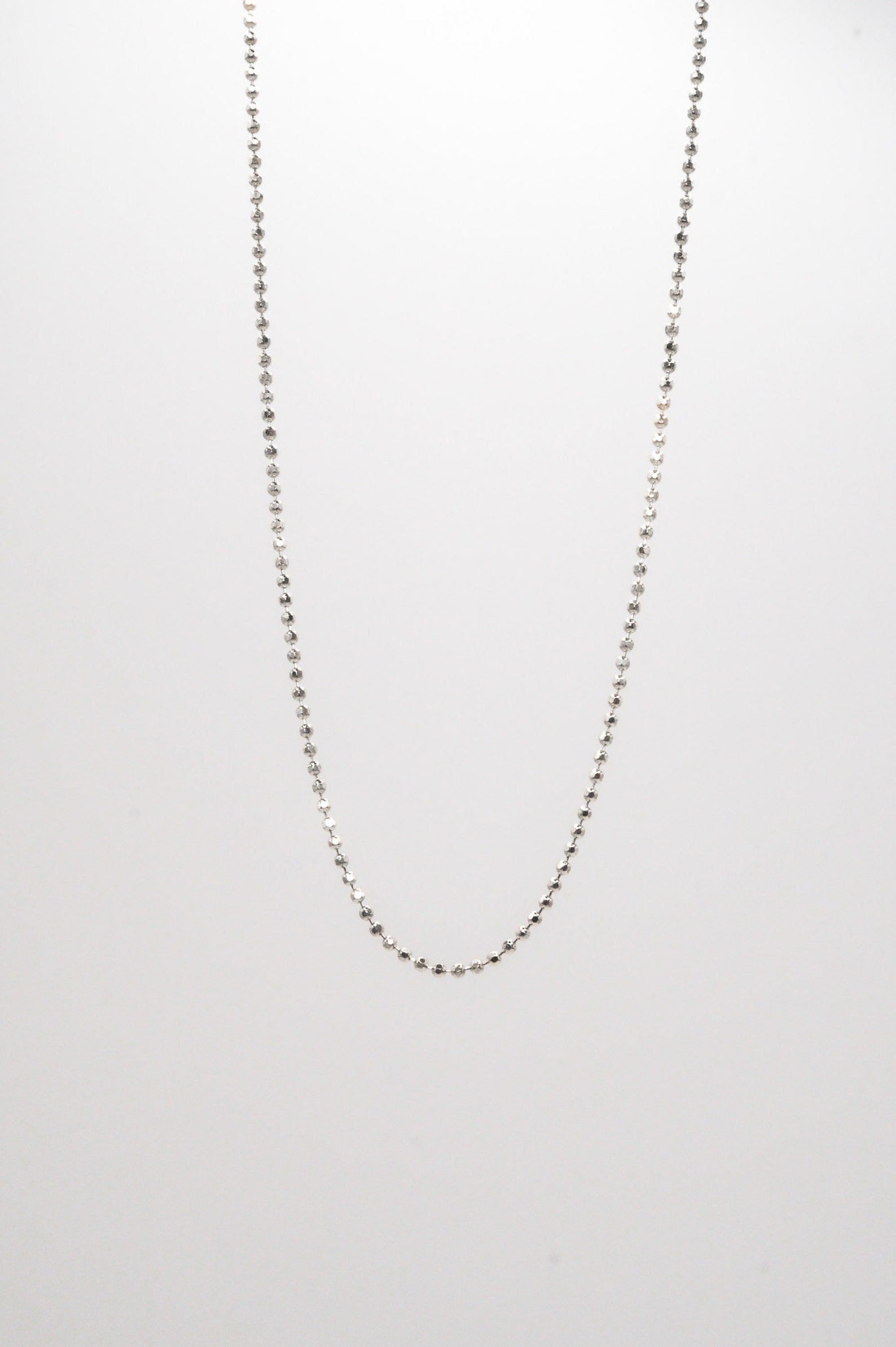Disco Chain Necklace in Sterling Silver, Minimalist, Silver Diamond Cut ...