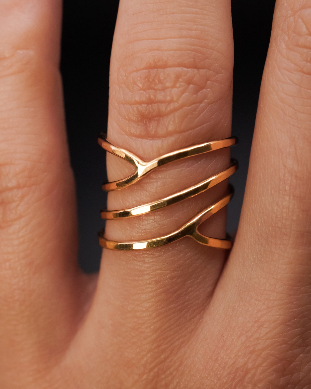 14K Gold-fill Wraparound Ring: Modern Art Deco Style - Etsy