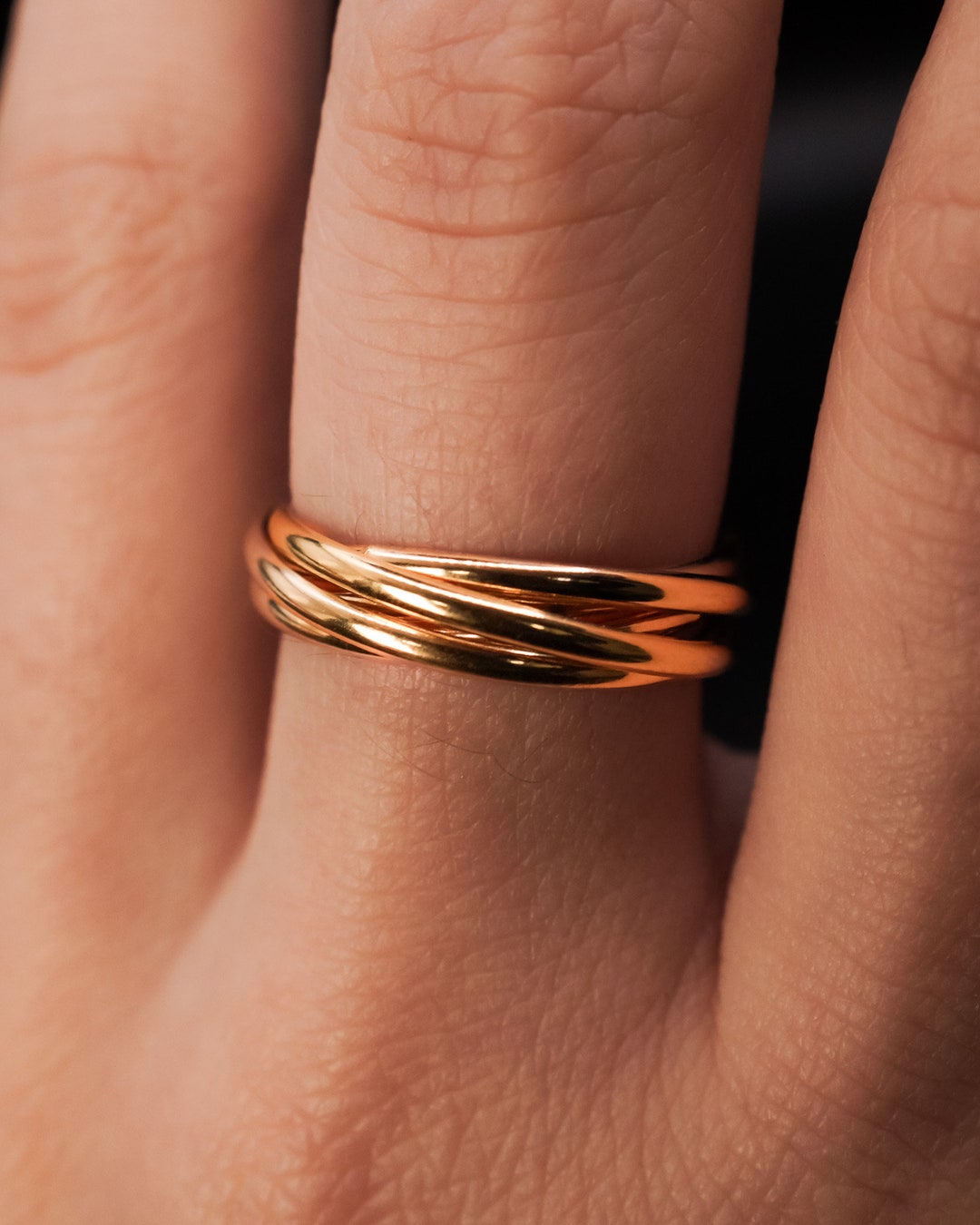 Thin Interlocking Rings, Set of 5 in Rose Gold, Gold, Silver ...