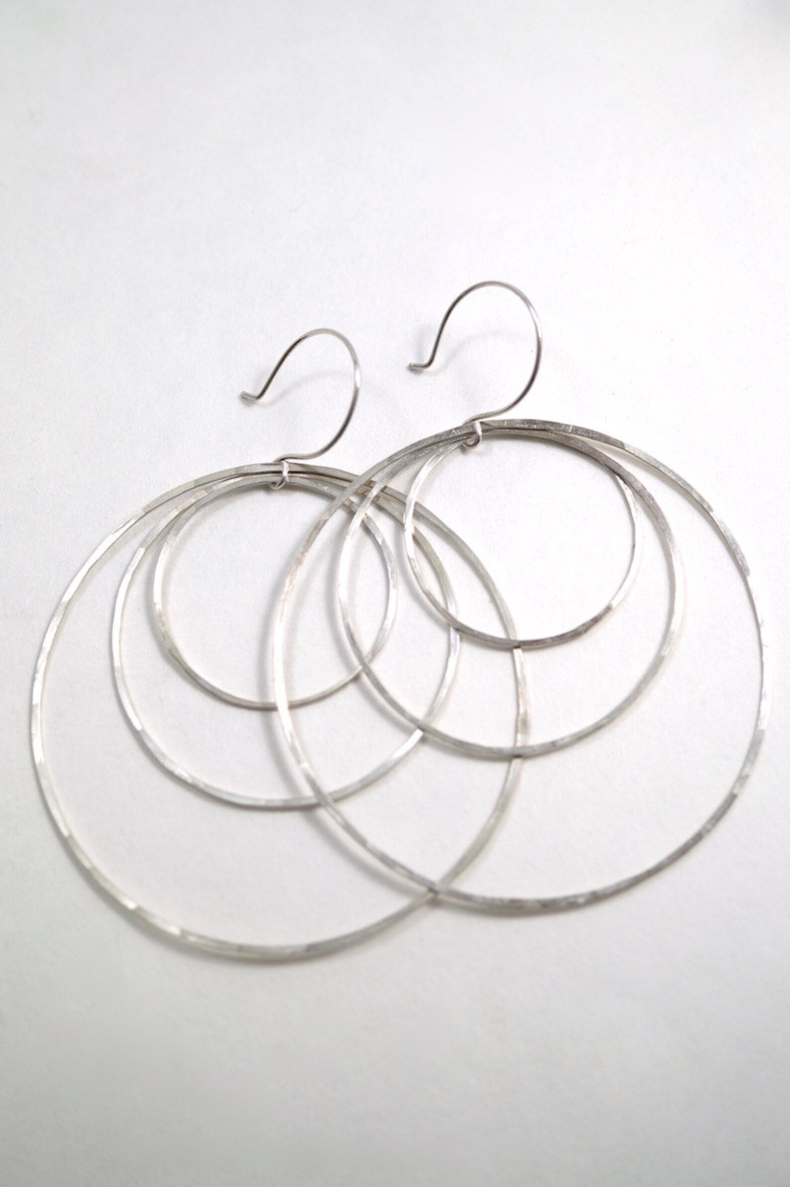 Triple Hoop Earrings in Sterling Silver Large Silver Hoop | Etsy