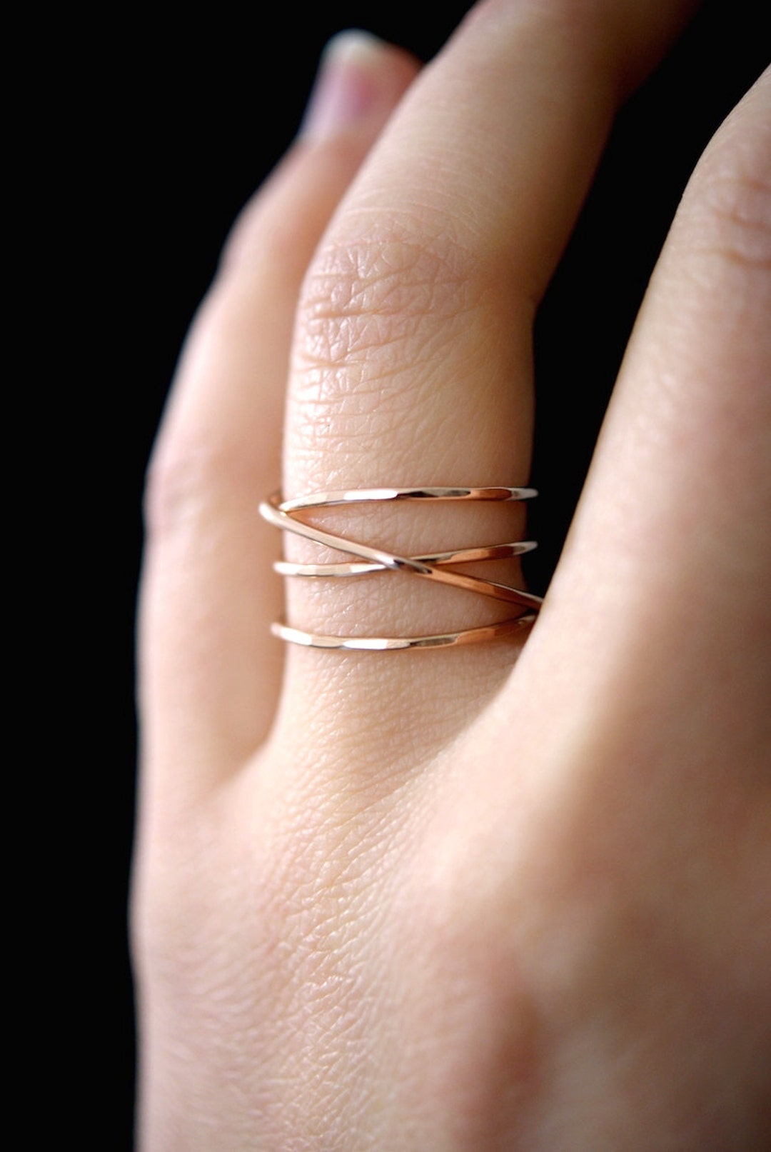 Large Wrap Ring, 14k Rose Gold Fill Wraparound Ring, Wrapped Criss ...