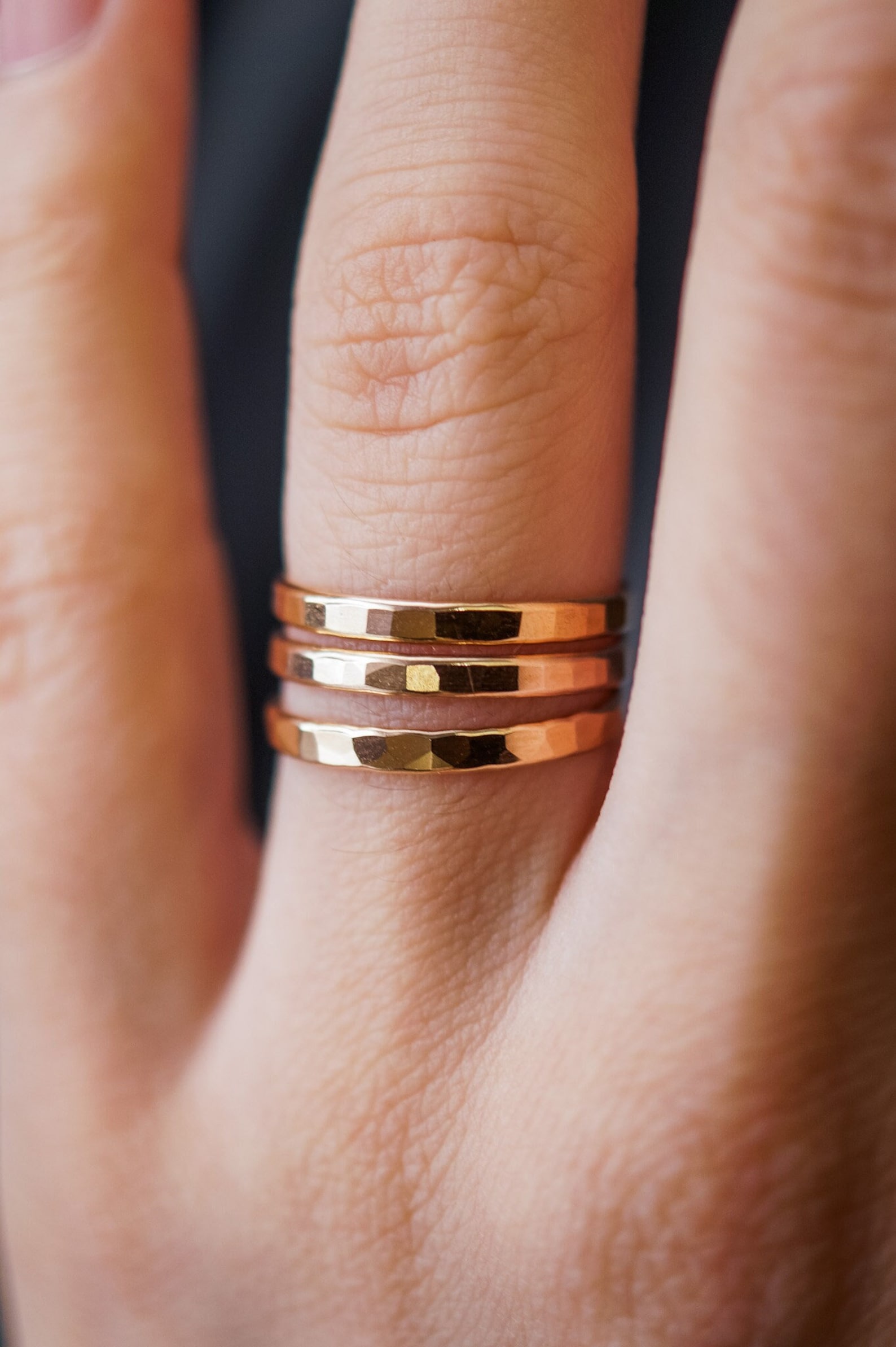 Rose Gold Stack Rings, Set of 3 Rose Gold Stack Rings, Stackable Rings ...