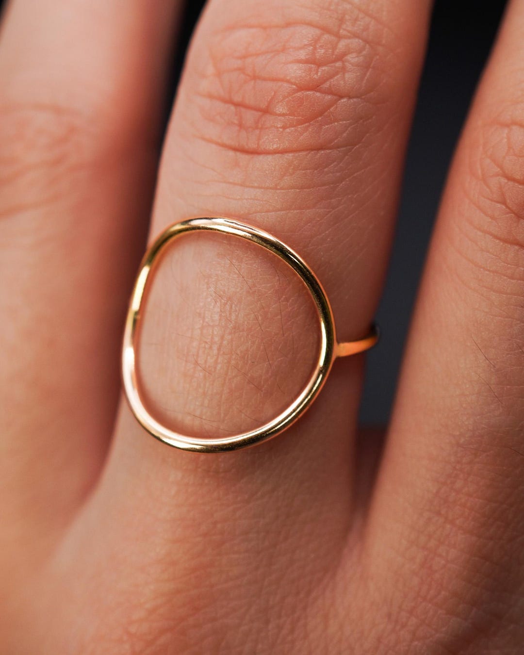 Circle Ring in SOLID 14K Gold, Bridal, Hammered or Smooth, 14k Gold ...