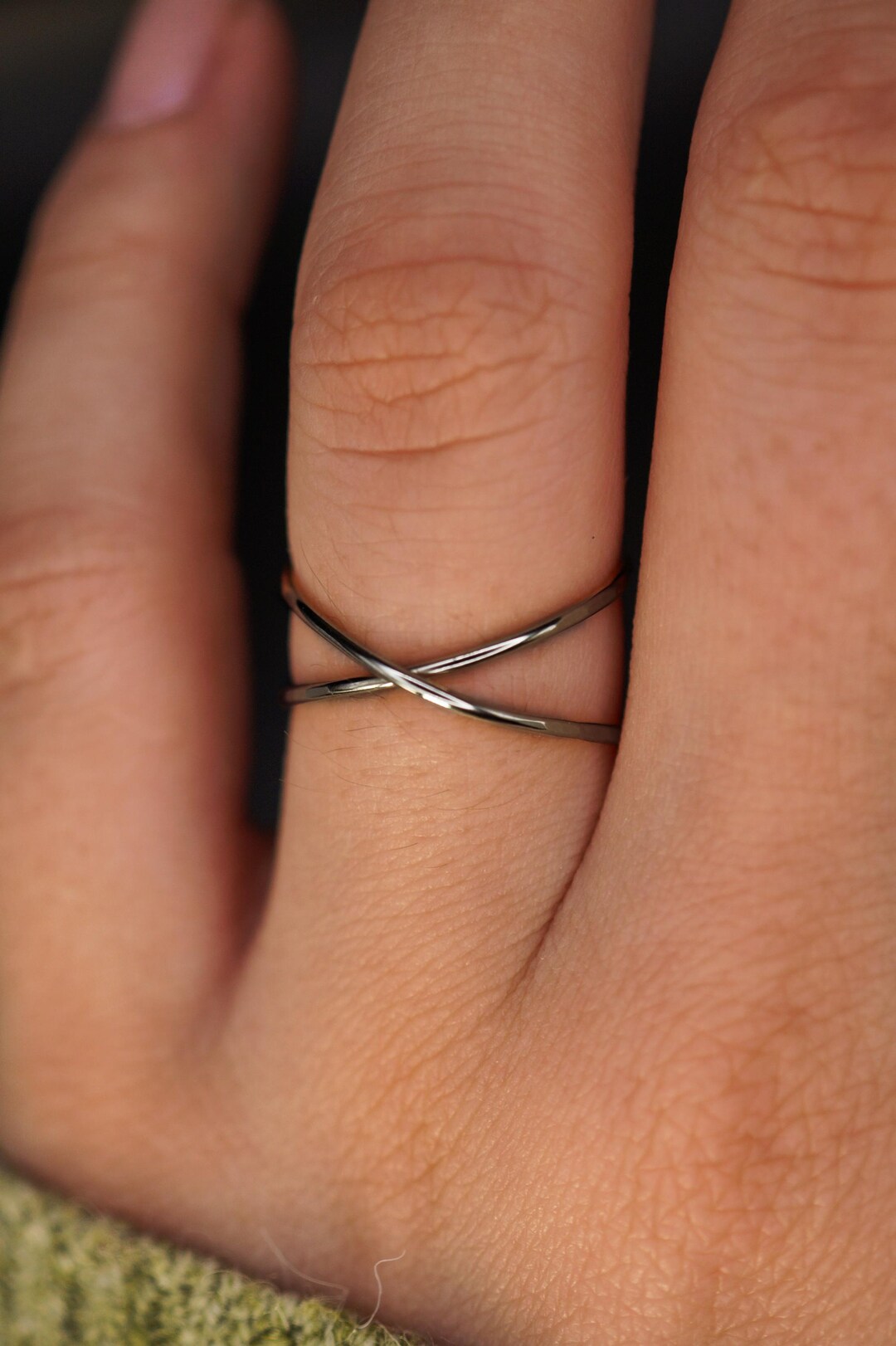 X-ring in Solid WHITE 14K Gold, Gold Criss Cross Ring, Crossed Ring ...
