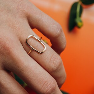 Rectangle Ring in 14K Gold Fill, Gold Square Ring, Hammered Ring ...