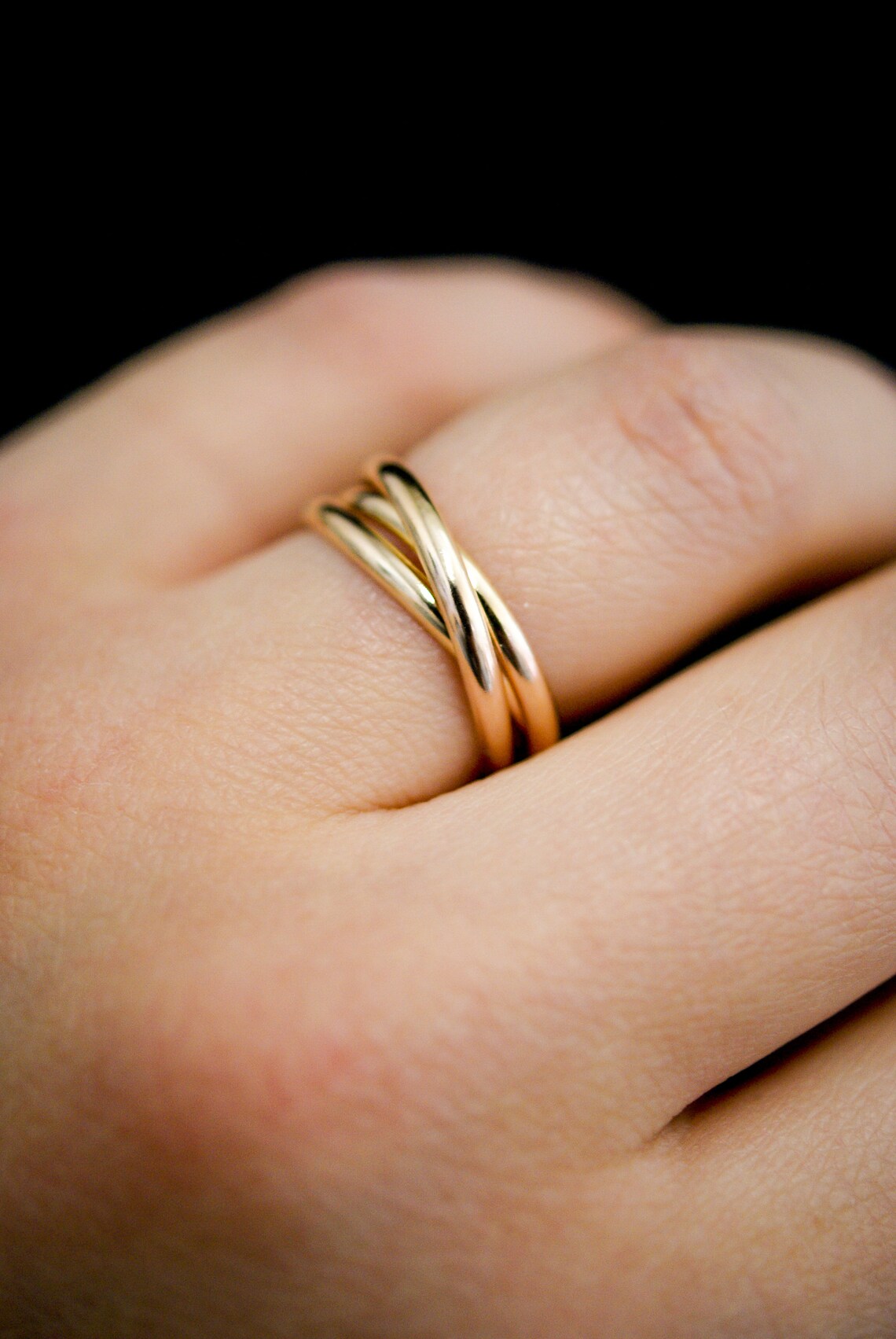 Thick Interlocking Set of 3 Rings in Silver Gold Fill or Rose | Etsy